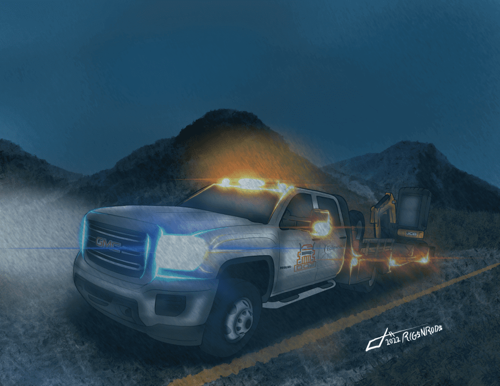 Pickup hauling trackhoe - Eclipse DOT